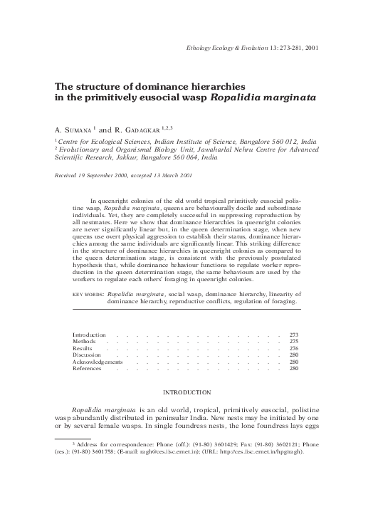 (PDF) The structure of dominance hierarchies in the primitively ...