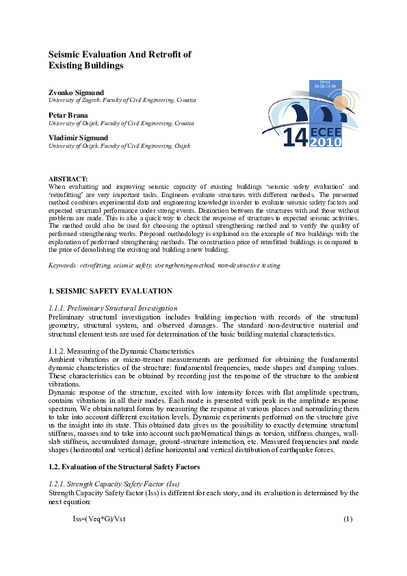 Pdf Seismic Evaluation And Retrofit Of Existing Buildings
