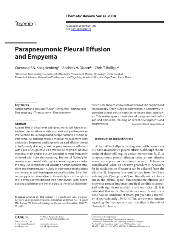 (PDF) Recent Advances in Parapneumonic Effusion
