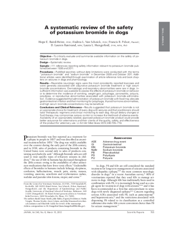 (PDF) A systematic review of the safety of potassium bromide in dogs