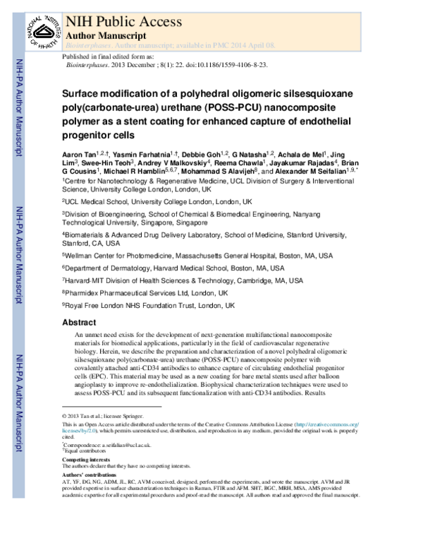 (PDF) Surface modification of a polyhedral oligomeric silsesquioxane ...