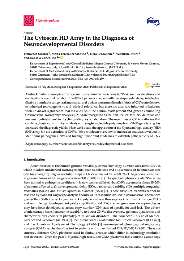 (PDF) The Cytoscan HD Array in the Diagnosis of Neurodevelopmental ...