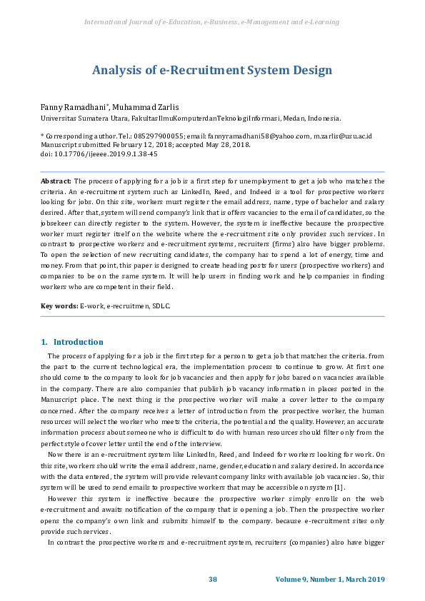 (PDF) Analysis of e-Recruitment System Design