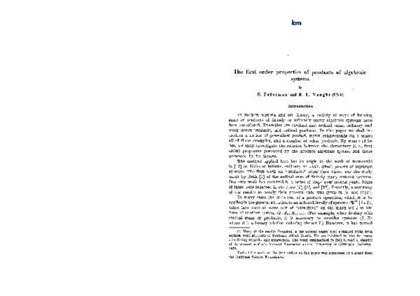 (PDF) The first order properties of products of algebraic systems