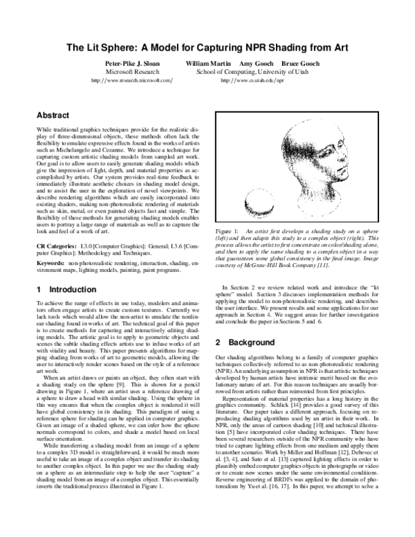 (PDF) The lit sphere: A model for capturing npr shading from art