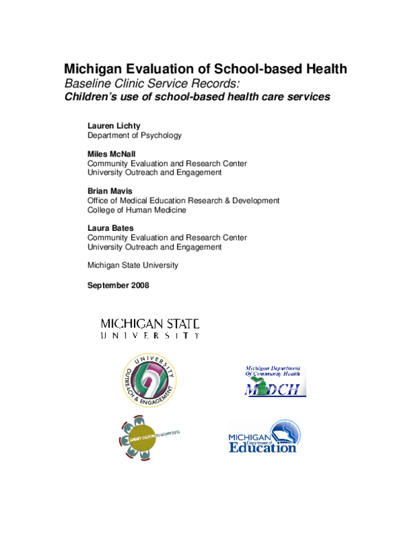 (PDF) Evaluating School-Based Health Services in Michigan