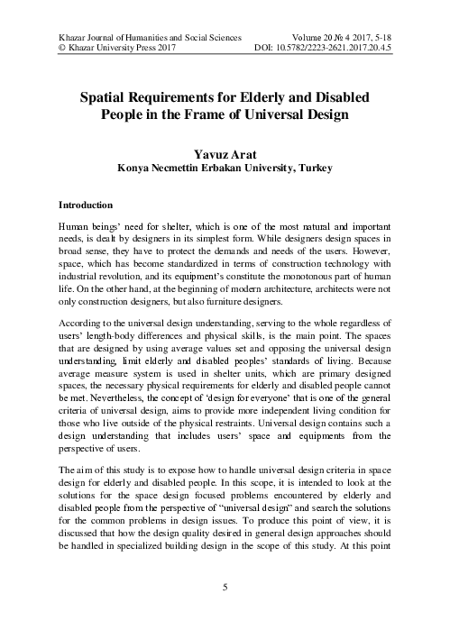 (PDF) Spatial Requirements for Elderly and Disabled People in the Frame ...