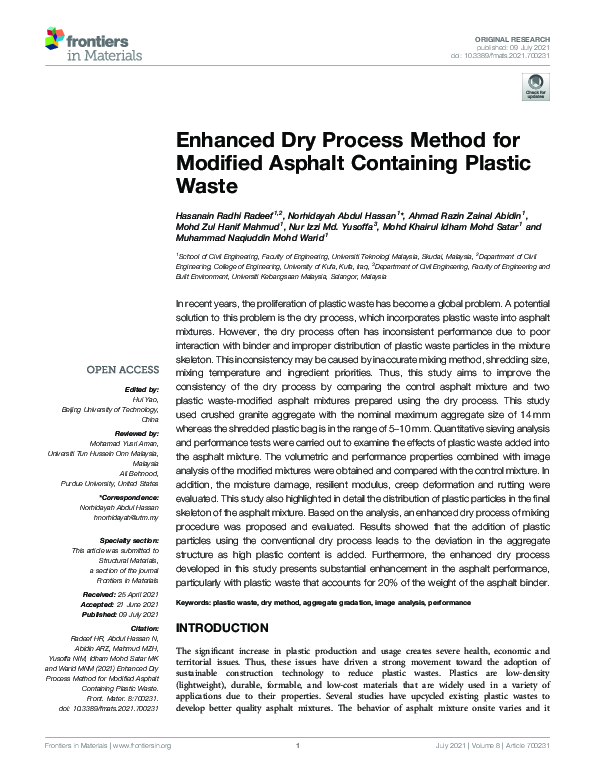 (PDF) Enhanced Dry Process Method for Modified Asphalt Containing ...