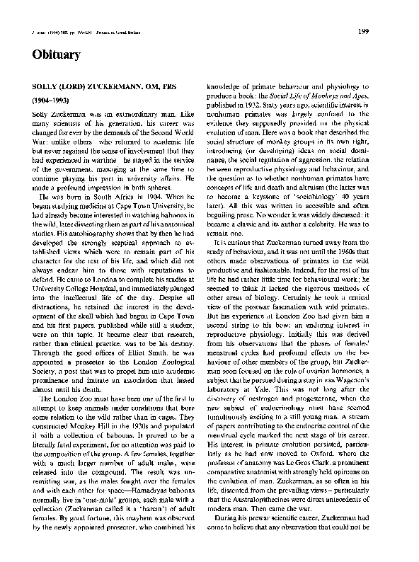 (PDF) Solly (Lord) Zuckermann