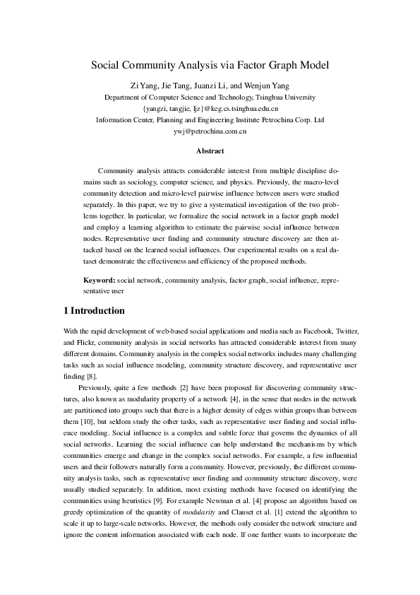 (PDF) Social Community Analysis via a Factor Graph Model