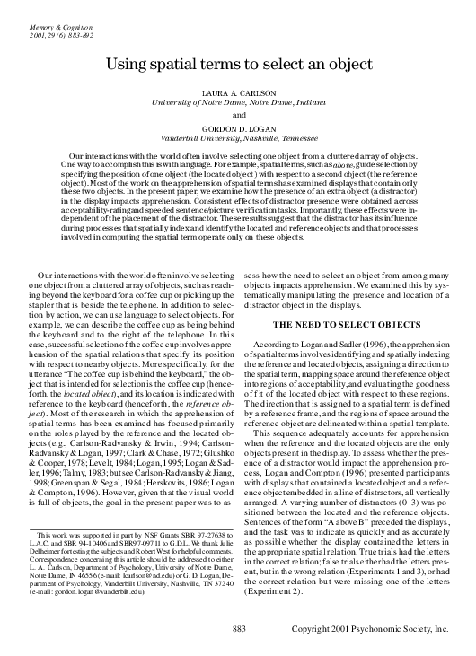 (PDF) Using spatial terms to select an object