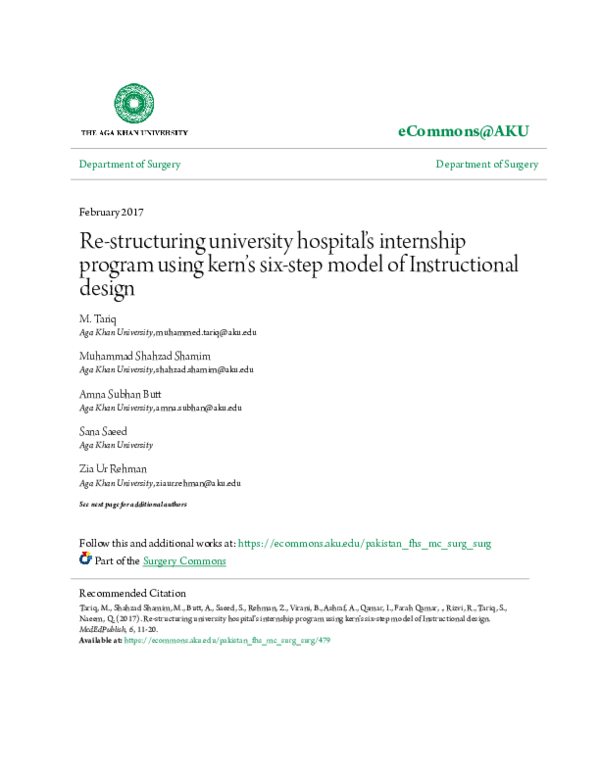 (PDF) Re-structuring a University Hospital’s Internship Program Using ...