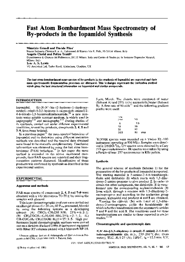 (PDF) Fast atom bombardment mass spectrometry of by-products in the ...