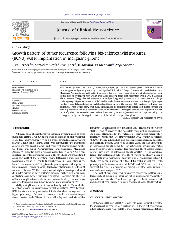 (PDF) Growth pattern of tumor recurrence following bis ...