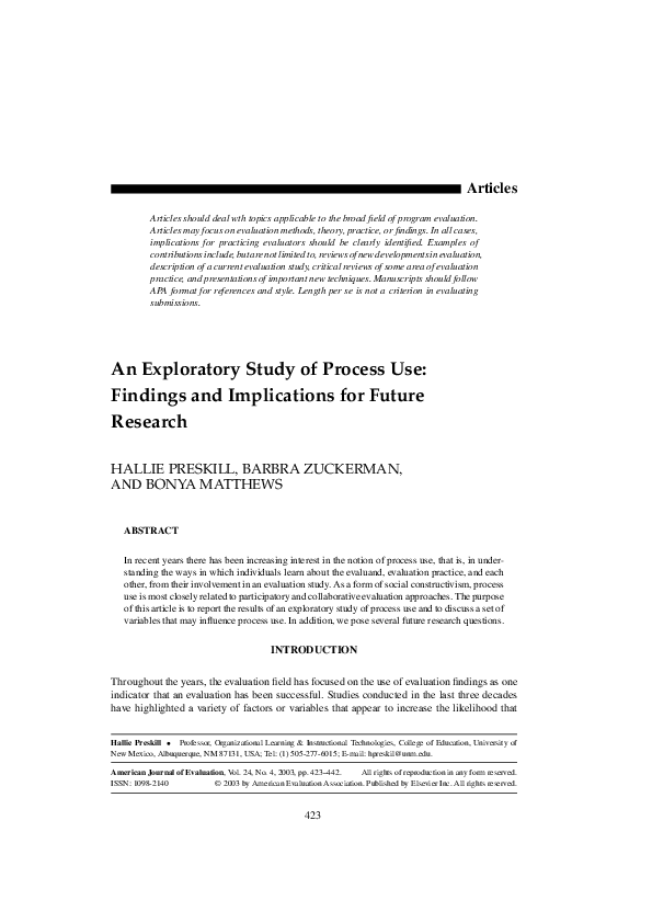 (PDF) An Exploratory Study of Process Use: Findings and Implications ...