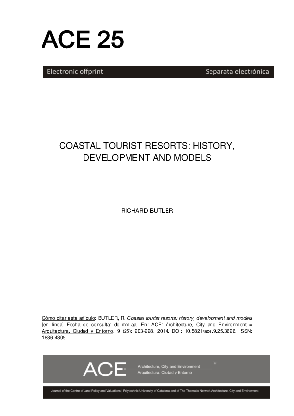 (PDF) Coastal tourist resorts: history, development and models