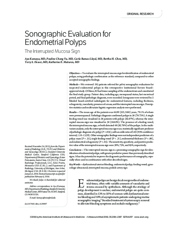 (PDF) Sonographic Evaluation for Endometrial Polyps: The Interrupted ...