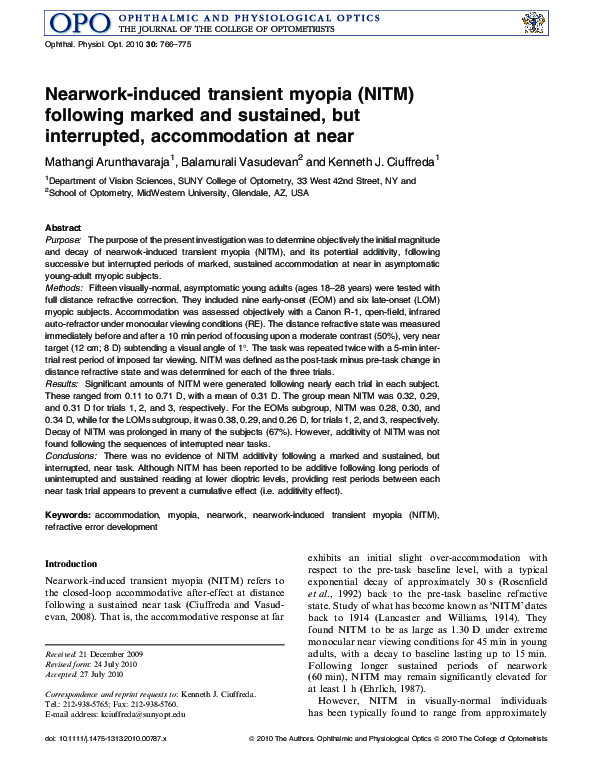 (PDF) Nearwork-induced transient myopia (NITM) following marked and ...