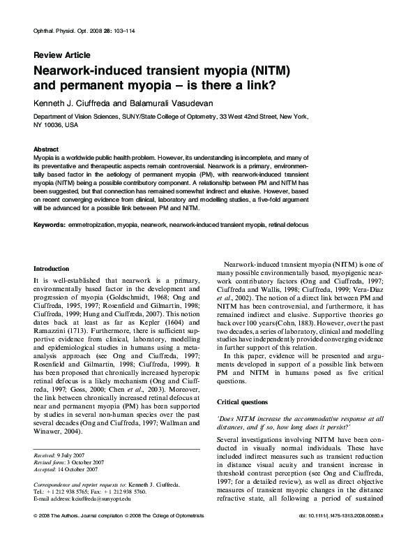 (PDF) Nearwork-induced transient myopia (NITM) and permanent myopia ...