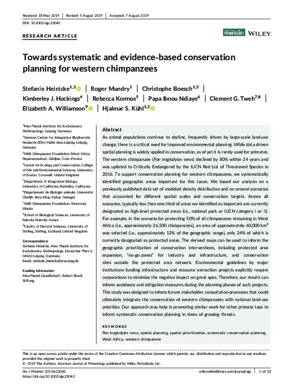 (PDF) Towards systematic and evidence‐based conservation planning for ...