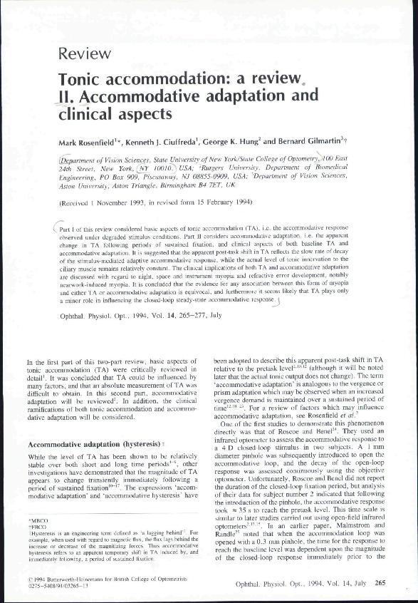 (PDF) Tonic accommodation: a review. II. Accommodative adaptation and ...