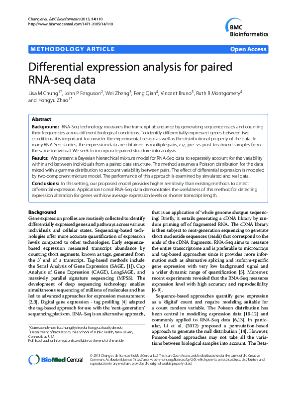 (PDF) Differential expression analysis for paired RNA-seq data