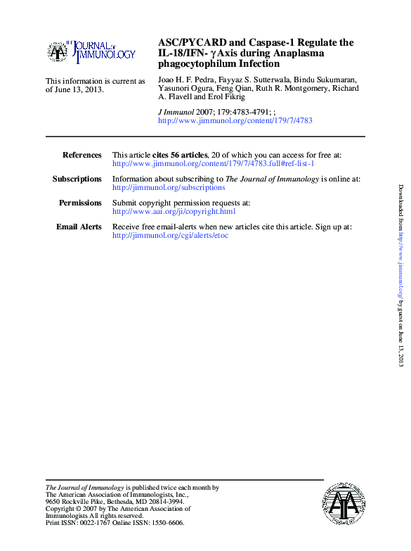 (PDF) ASC/PYCARD and Caspase-1 in IL-18/IFN-␥ Regulation