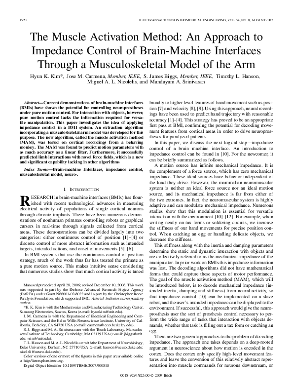 The Muscle Activation Method: An Approach to Impedance Control of Brain ...