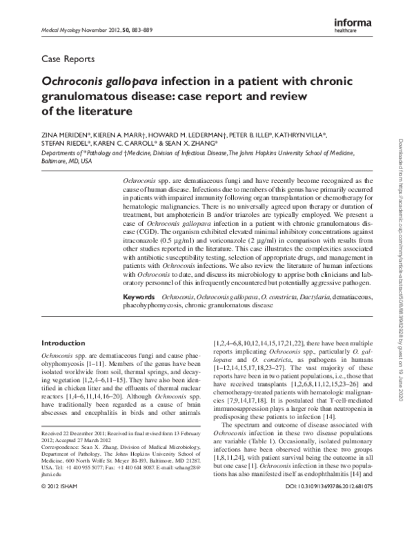(PDF) Ochroconis gallopava infection in a patient with chronic ...