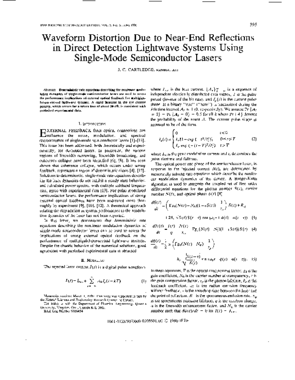 (PDF) Waveform distortion due to near-end reflections in direct detection lightwave systems ...