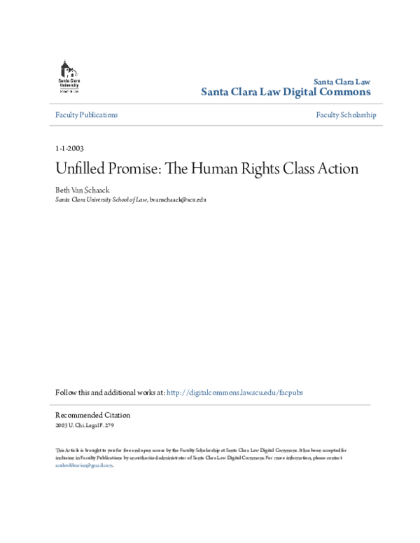 (PDF) Unfilled Promise: The Human Rights Class Action