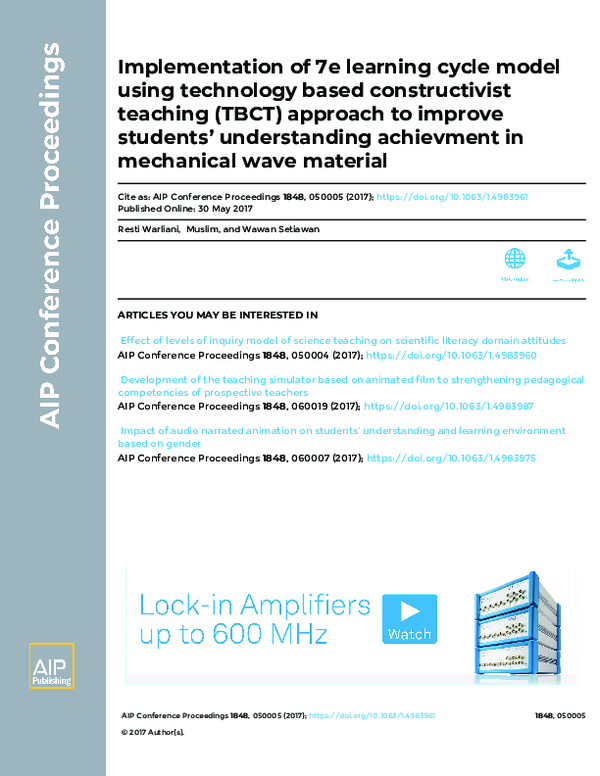(PDF) Implementation of 7e learning cycle model using technology based ...