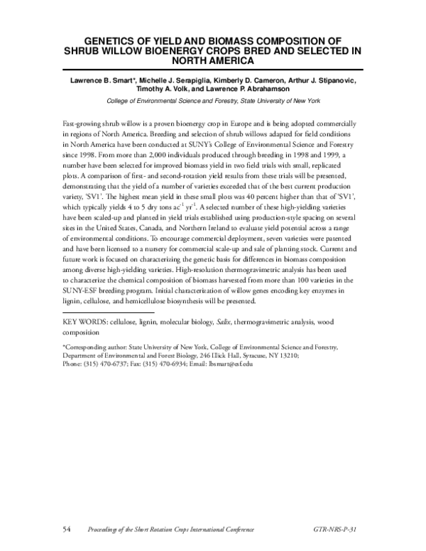 (PDF) Genetics of yield and biomass composition of shrub willow ...