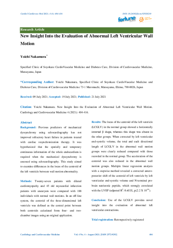 (PDF) New Insight Into the Evaluation of Abnormal Left Ventricular Wall ...