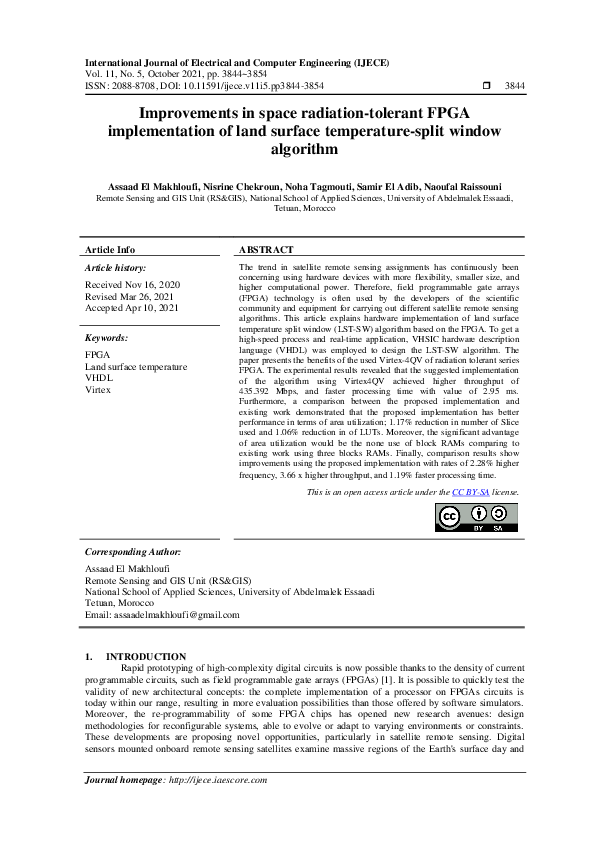 Pdf Improvements In Space Radiation Tolerant Fpga Implementation Of Land Surface Temperature 2601