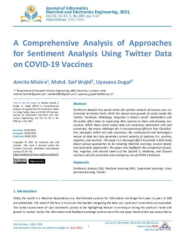 (PDF) A Comprehensive Analysis of Approaches for Sentiment Analysis ...