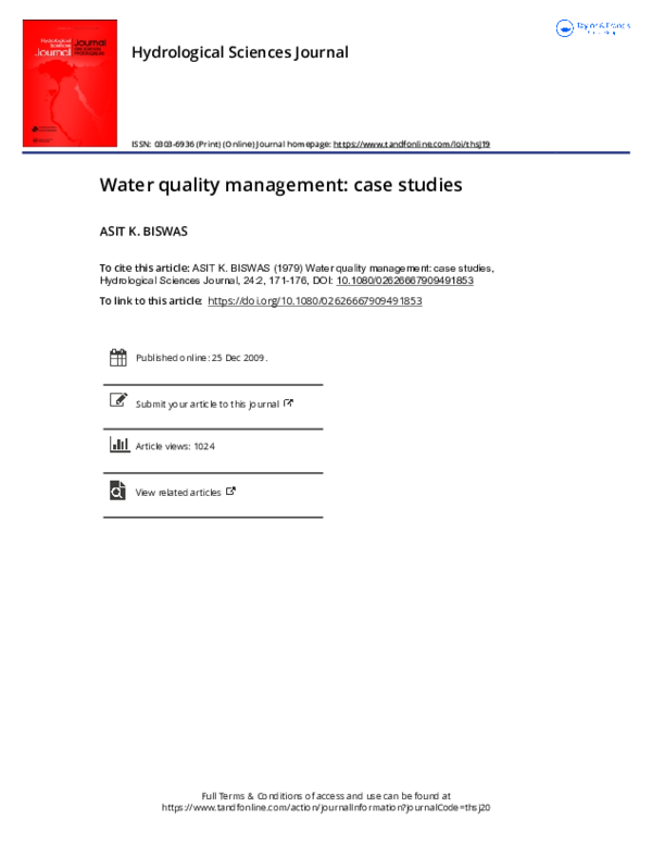(PDF) Water quality management: case studies