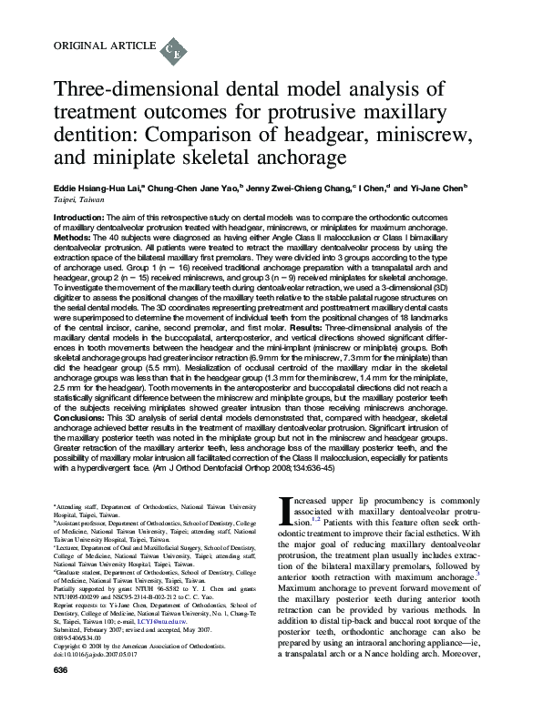(PDF) Three-dimensional dental model analysis of treatment outcomes for protrusive maxillary ...