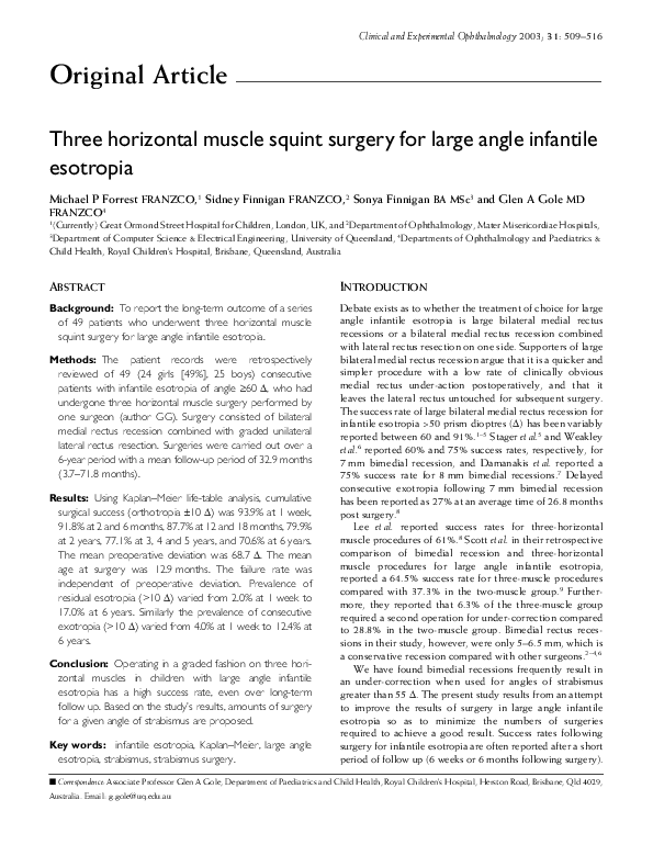(PDF) Three horizontal muscle squint surgery for large angle infantile ...