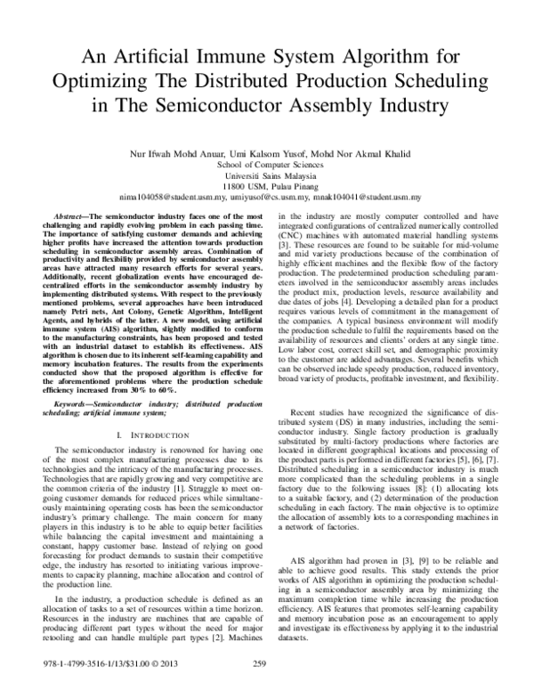 (PDF) An artificial immune system algorithm for optimizing the distributed production scheduling ...