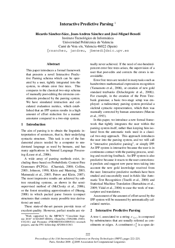 (PDF) Interactive predictive parsing