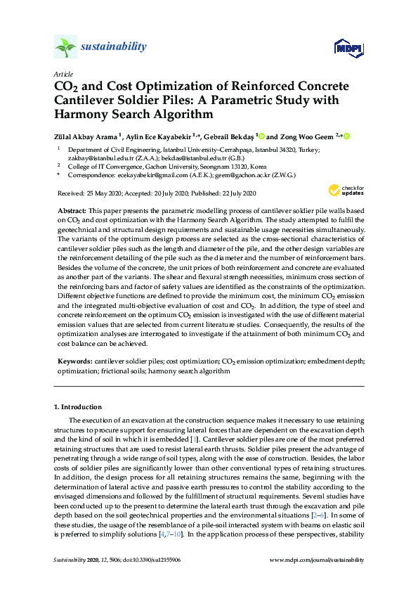 (PDF) CO2 and Cost Optimization of Reinforced Concrete Cantilever Soldier Piles: A Parametric ...