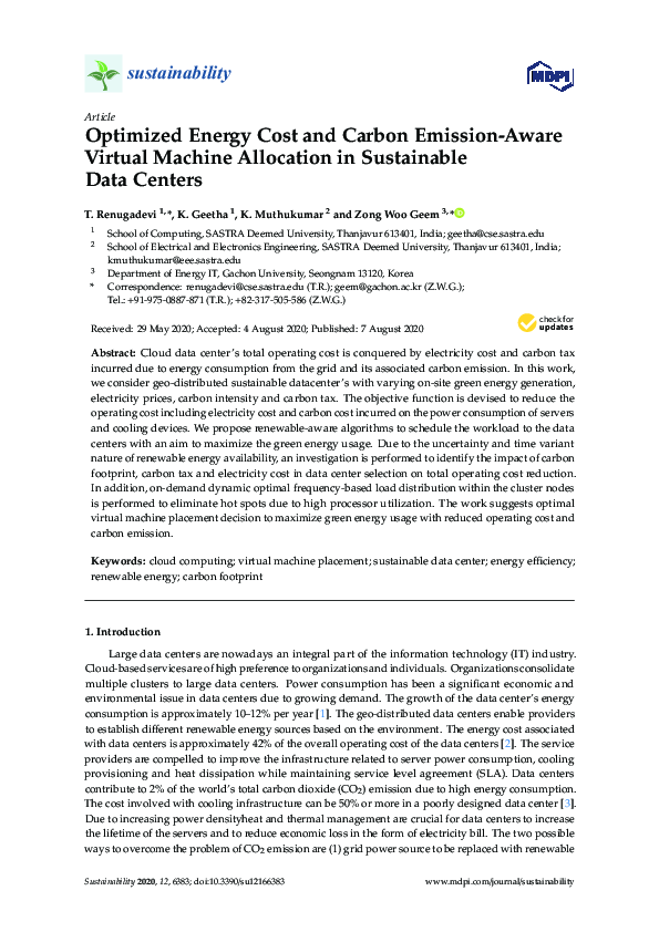 (PDF) Optimized Energy Cost and Carbon Emission-Aware Virtual Machine Allocation in Sustainable ...