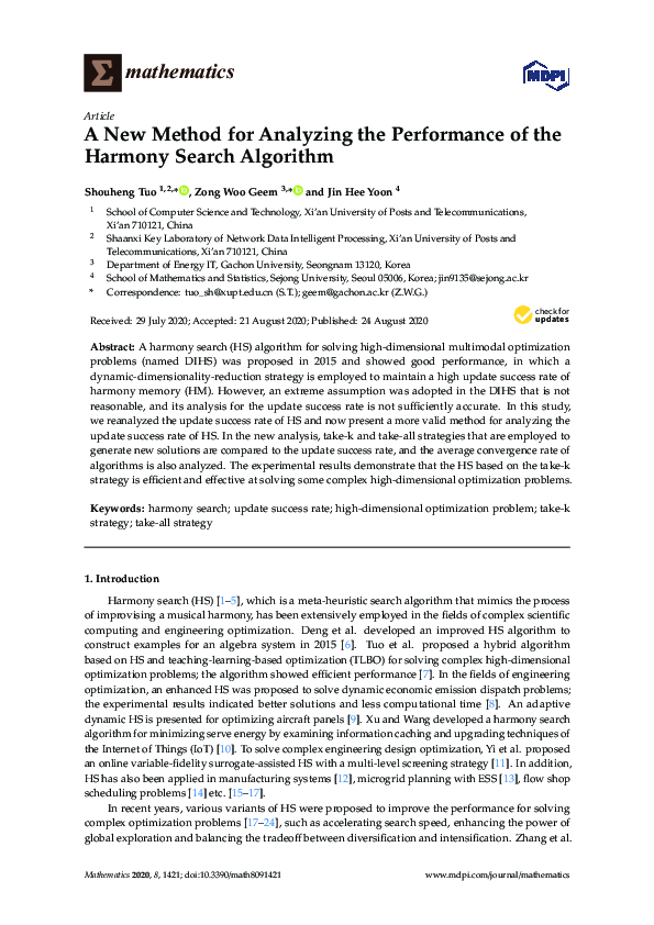 (PDF) A New Method for Analyzing the Performance of the Harmony Search Algorithm