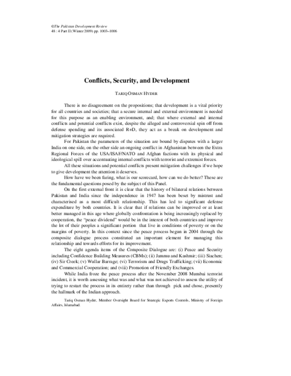 (PDF) Conflicts, Security, and Development