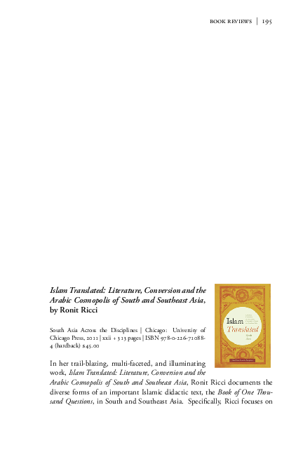 (PDF) Islam translated: literature, conversion and the Arabic ...