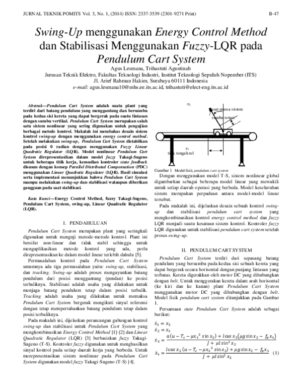 (PDF) Swing-up Menggunakan Energy Contol Method dan Stabilisasi Menggunakan Fuzzy-LQR pada ...