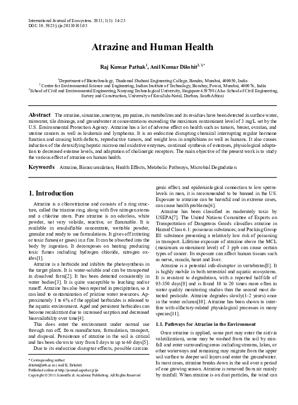 (PDF) Atrazine and Human Health