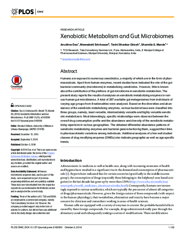 (PDF) Xenobiotic Metabolism and Gut Microbiomes