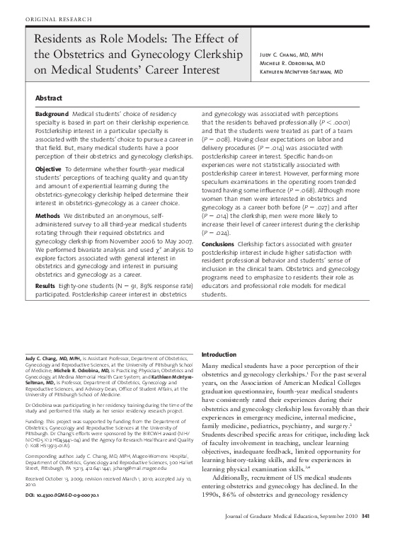 (PDF) Obstetrics and gynecology clerkship for males and females ...